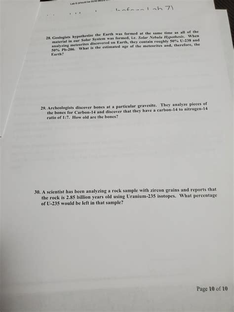 Solved Lab 6 Should Be Lab 7 Geologic Time Part 2