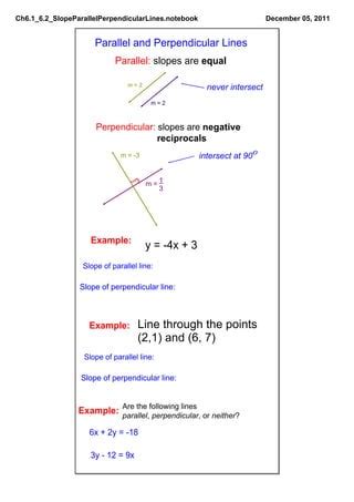 Ch 6 1 And 6 2 Slope Of Parallel And Perpendicular Lines Pdf