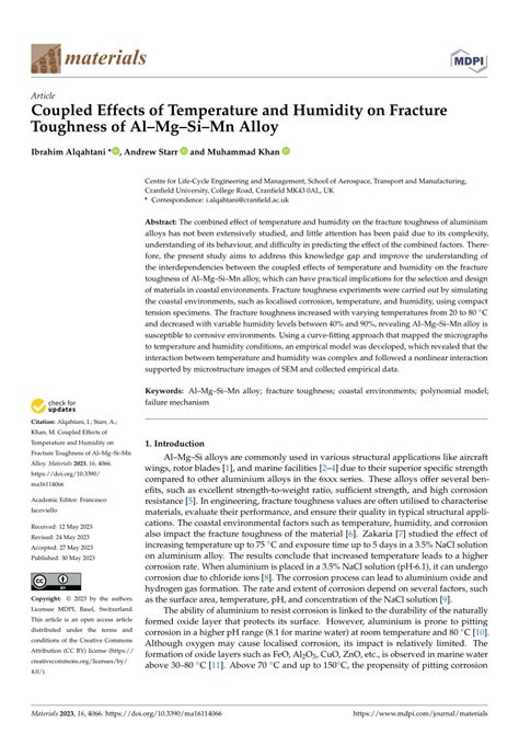 Pdf Coupled Effects Of Temperature And Humidity On Fracture Toughness Of Almgsimn Alloy