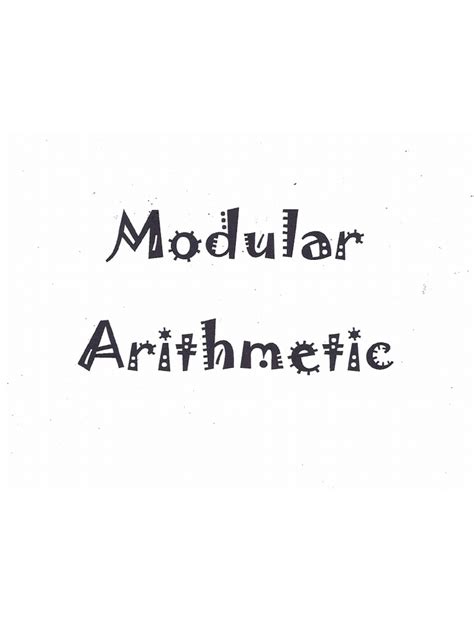 Modular Arithmetic Booklet Pdf Group Theory Mathematics