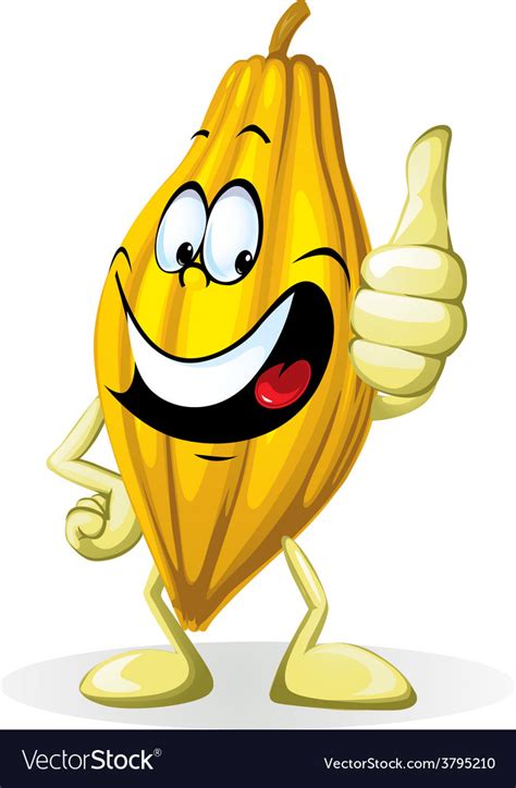 Cocoa Pod Character Isolated On White Background Vector Image