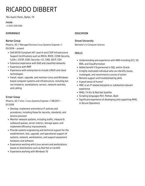 Linux Systems Engineer Resume Samples Velvet Jobs