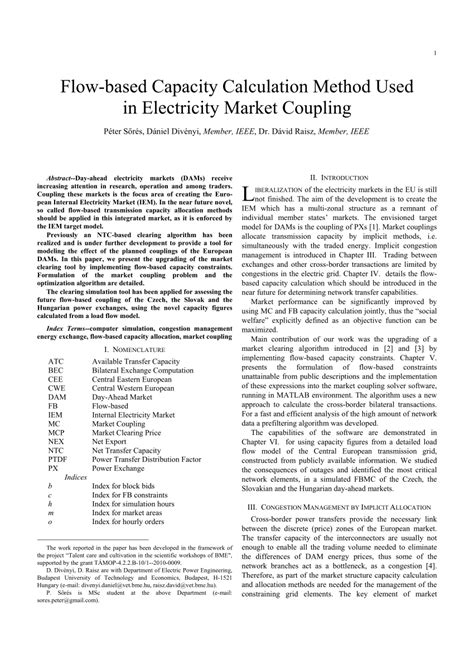 PDF Flow Based Capacity Calculation Method Used In Electricity Market Coupling