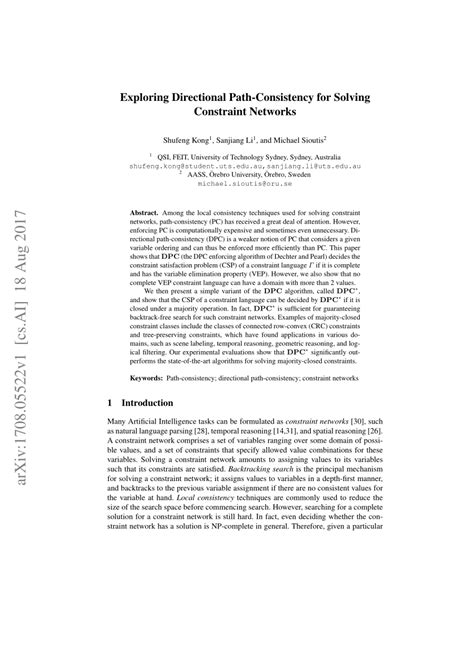 Pdf Exploring Directional Path Consistency For Solving Constraint Networks