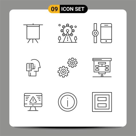 Outline Pack Of 9 Universal Symbols Of Options Controls Smart Watch Tasks Person Editable Vector