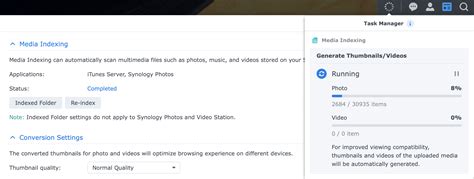 indexing question this screen says applications synology photos