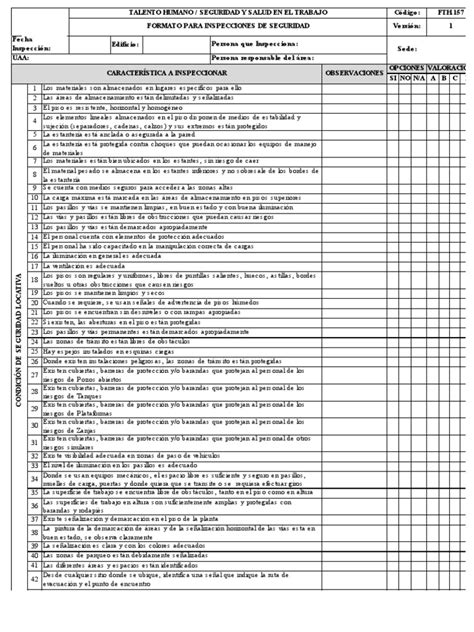 Formato De Inspeccion Pdf