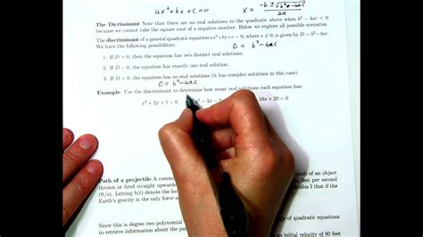 Precalculus Lecture 5 Part 5 Discriminant Youtube