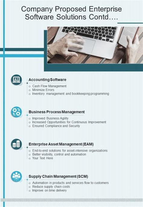 Company Proposed Enterprise Software Solutions One Pager Sample Example Document Presentation