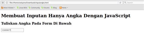 Membuat Input Hanya Angka Dengan JavaScript Setiyono S Blog