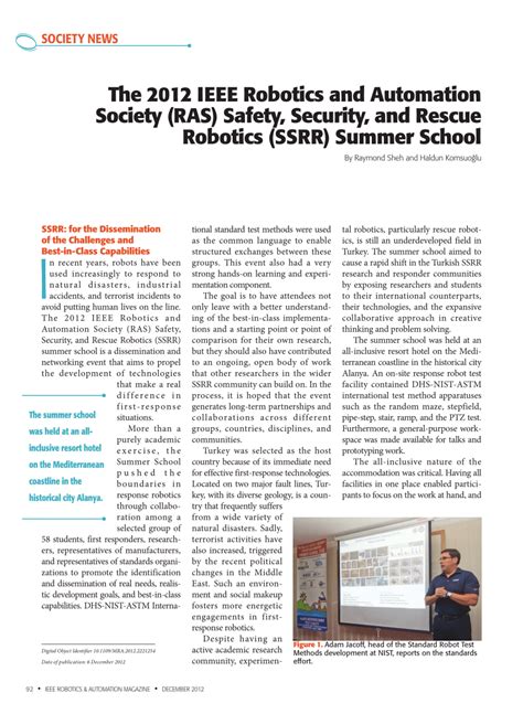 Pdf The 2012 Ieee Robotics And Automation Society Safety Security And