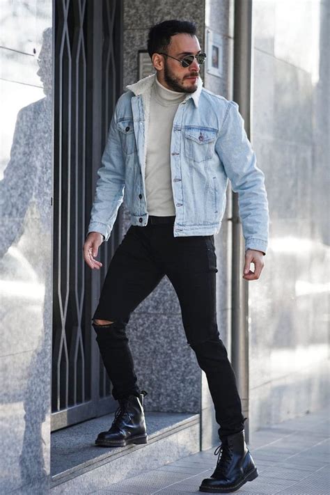 Sherpa Lined Denim Jacket Lightwash Fashion Nova Mens Jackets