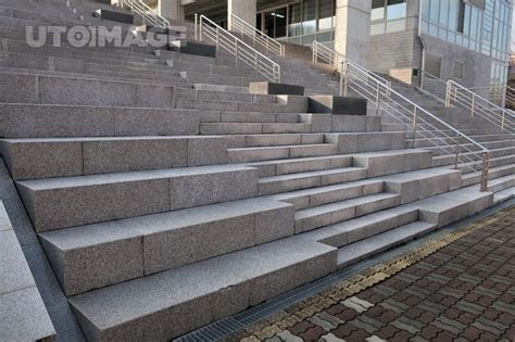 화강석 계단 Yanggiri 사진 화강석 화강암 석조 계단 층계 난간 손잡이 보도 블록 건축물 건물 배경 Stairs Waves Home