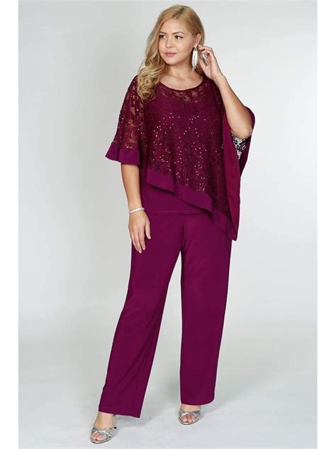 Randm Richards Randm Richards Plus Size Formal Cape Pant Suits