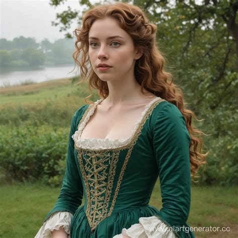 Enigmatic Young Woman In 18thcentury Attire With Chestnut Hair Ai Art Generator