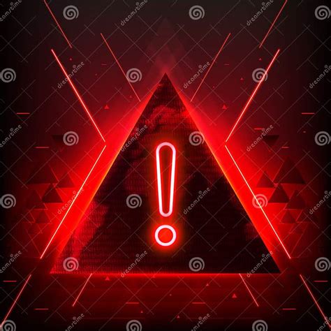 Attention Danger Hacking Neon Symbol On Red Map Background Security Protection Malware Hack