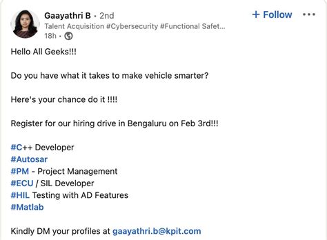 Sri Ram Kukkadapu On Linkedin Kpit Hiring For Hil Testing Send Your