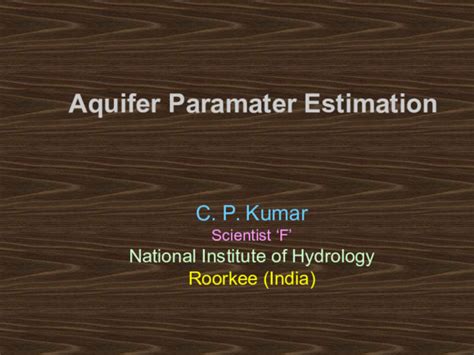 Ppt Aquifer Parameter Estimation