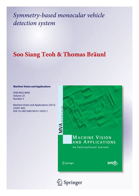 Pdf Symmetry Based Monocular Vehicle Detection System