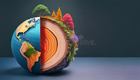A Cross Section Of The Earth Showing Layers And Hidden Ecosystems Stock