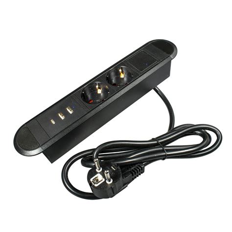 Встраиваемая врезная розетка для стола на 2 Euro розетки Usb Type A Usb Type C с выключателем