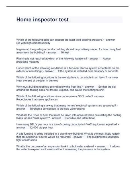 Home Inspector Test Questions With Accurate Answers 2024 Home Inspector Stuvia Us