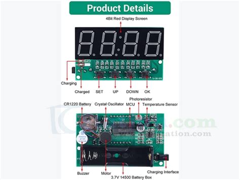 DIY Kit Bit Digital Electronic Clock With Red LED Date Time Temperature Alarm Clock