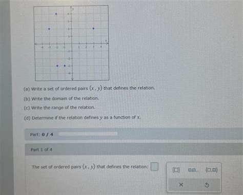 solved a write a set of ordered pairs x y that defines