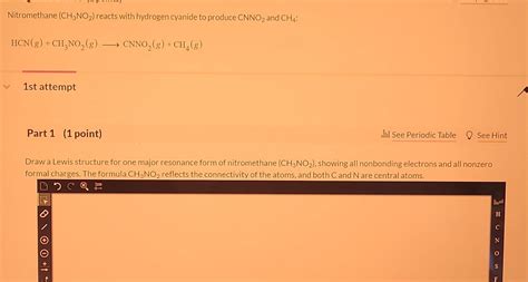 Solved Nitromethane Ch3no₂ Reacts With Hydrogen Cyanide To