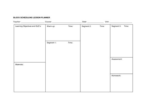 Lesson Plan Template For Block Schedule