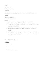 Lab Docx Lab Title Acid And Base Skill ORR Aim To Determine The Acidic And Alkaline