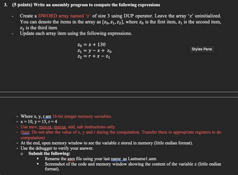 Solved 3 5 Points Write An Assembly Program To Compute