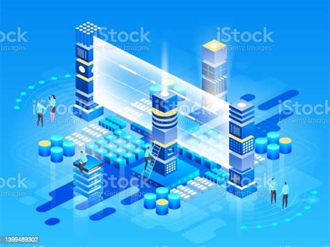 아이소메트릭 기술 개념 데이터베이스 네트워크 관리 빅 데이터 처리 3차원 형태에 대한 스톡 벡터 아트 및 기타 이미지 3차원 형태 개념 개념과 주제 Istock