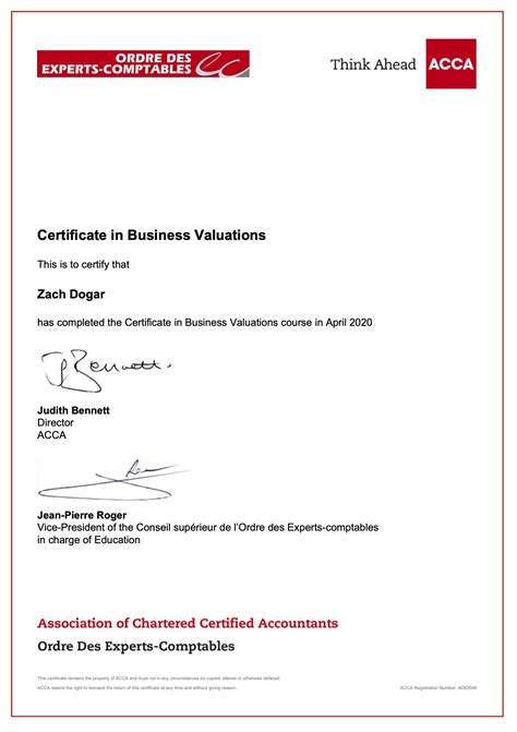Acca Certificate In Business Valuation Uk