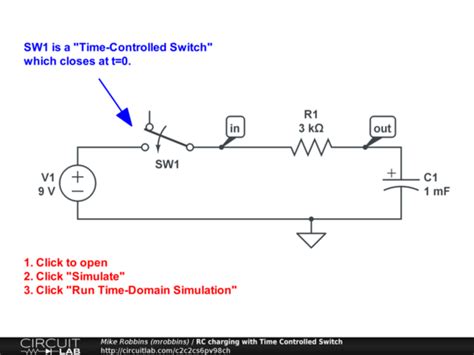 Rc Charging With Time Controlled Switch Circuitlab