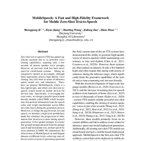 Mobilespeech A Fast And High Fidelity Framework For Mobile Zero Shot Text To Speech Acl Anthology