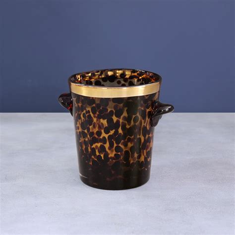 Glass Tortoise And Gold Ice Bucket