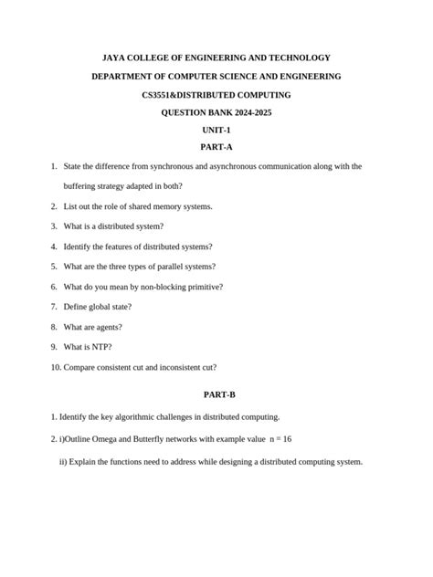 Distributed Computing Qanda Guide Pdf Distributed Computing Message