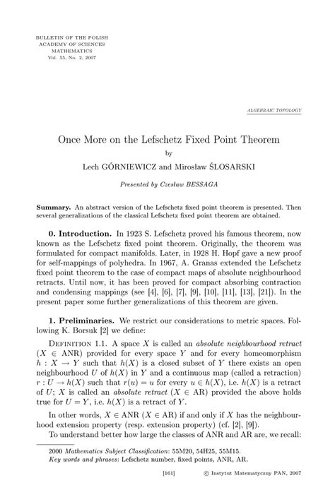 Pdf Once More On The Lefschetz Fixed Point Theorem
