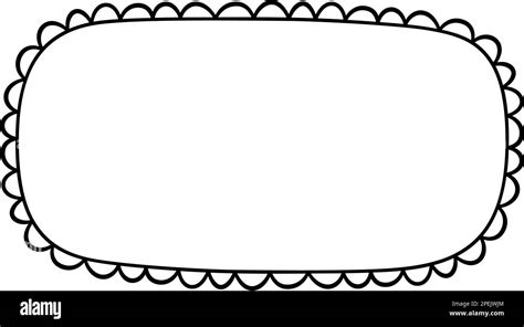 Doodle Circle Oval Scalloped Frame Hand Drawn Scalloped Edge Ellipse Shape Simple Round Label