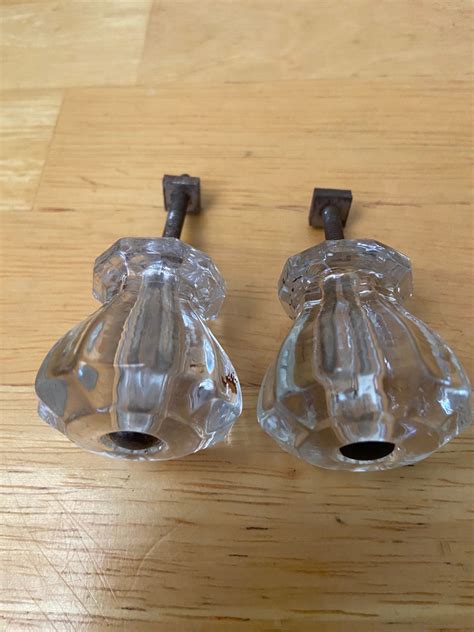 Vintage Glass Drawer Knobs 2 They Measure 15 Inches Long By Just Short Of 15 Inches Wide