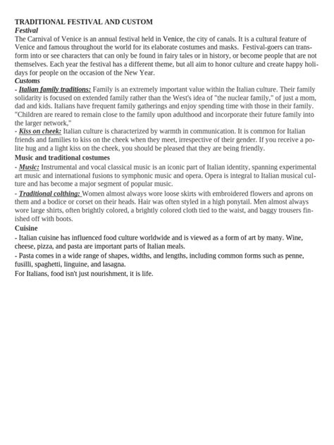 Venice Carnival And Italian Traditions Pdf