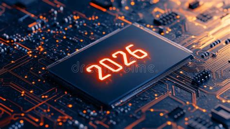 Electronic Circuit Board With 2026 Glowing A Futuristic Concept For Technology And Innovation