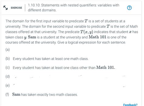 Solved Exercise11010 Statements With Nested Quantifiers