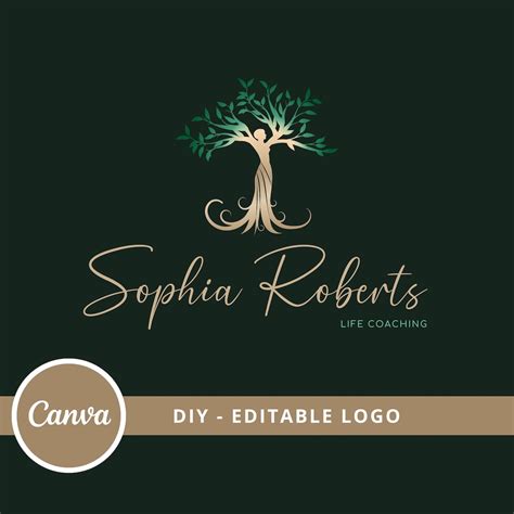 DIY Tree Of Life Woman Logo Design Editable Wellness Logo Template Life Coaching Logo Yoga