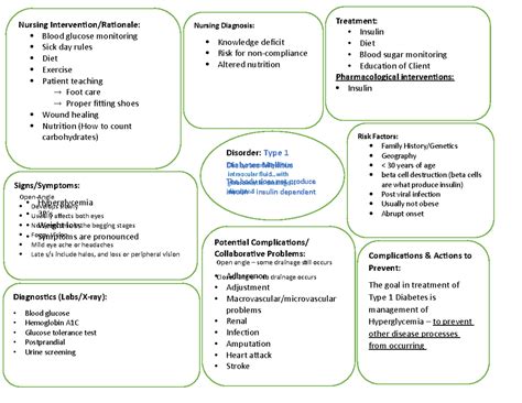 Concept Map Type 1 Diabetes Complications And Actions To Prevent The Goal In Treatment Of Type