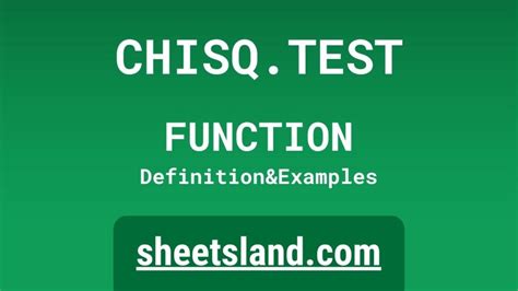 CHISQ TEST Function Definition Formula Examples And Usage