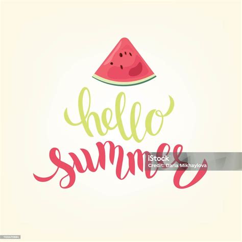 안녕하세요 여름 손 귀여운 박 글자 텍스트 타이 포 그래피 로고 배지 인사말 카드 스틱 케이크 토퍼 파티 아기 생일 배너 초대장 서식 파일에 대 한 좋은 개념에 대한 스톡