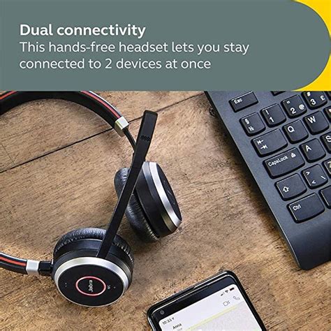Jabra Evolve Se Link A Ms Stereo Bluetooth Headset With Dual Connectivity Noise Cancelling