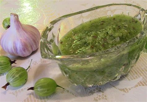Соус из зеленого крыжовника к мясу на зиму - заготовка без варки